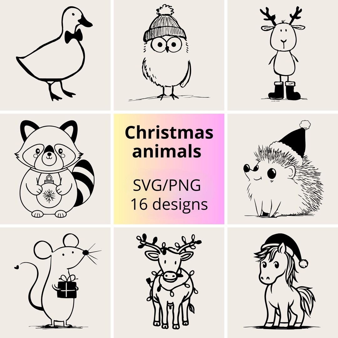 Christmas Animals SVG Bundle | Winter Animals Clipart Set - Etsy