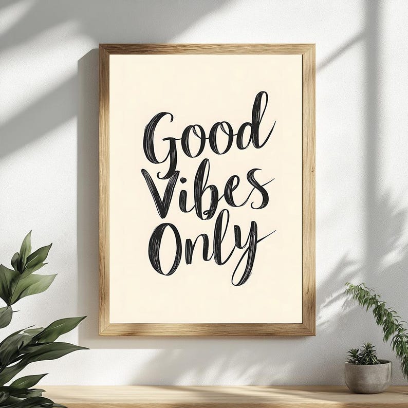 Good Vibes Only Poster | Positive Quote Art | Minimalist Motivational ...