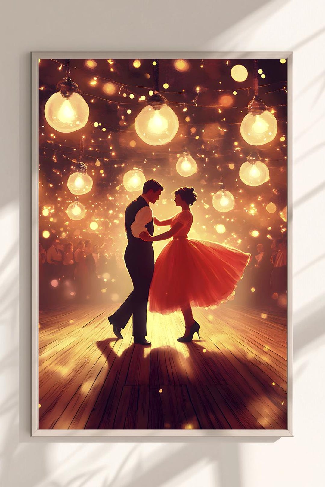 Romantic Ballroom Dance Digital Poster | Elegant Couple Dancing Art ...