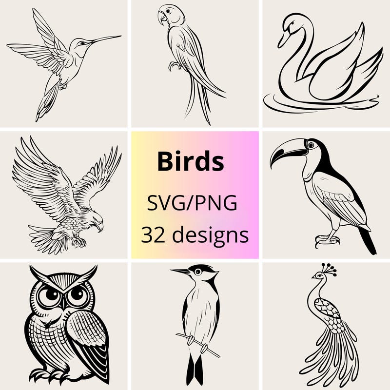 Line Art Bird - Etsy