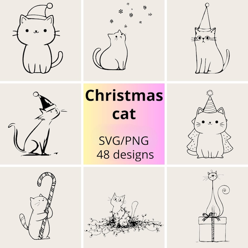 Cute Christmas Cat SVG Bundle for Cricut & Silhouette - Etsy