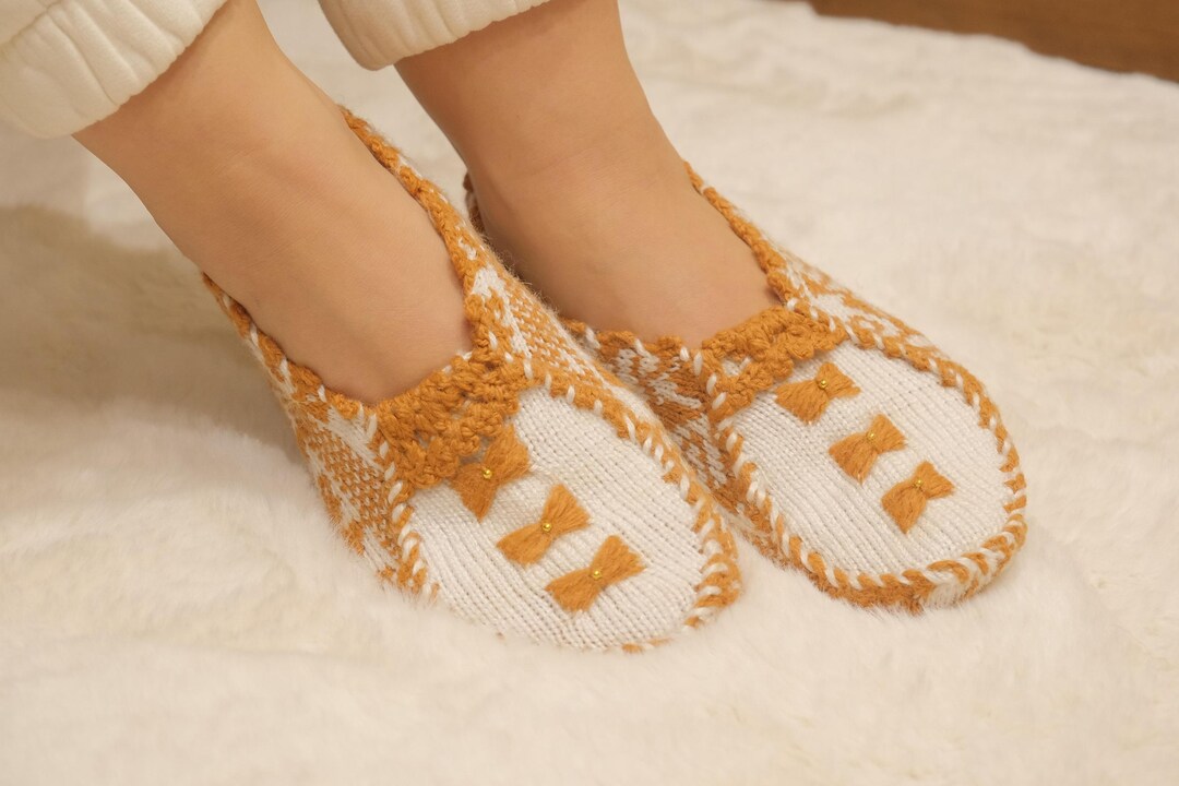 Hand-knitted Turkish Traditional Socks, Cozy Womens Slippers, Winter ...