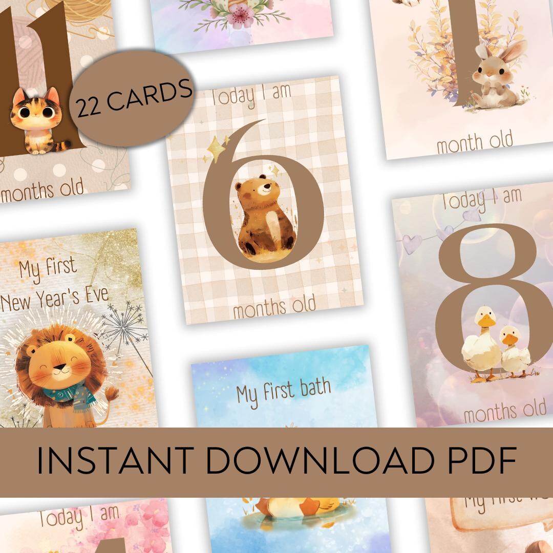 PRINTABLE Baby Milestone Cards 5x7 Cards Print Your Own Milestone Cards ...
