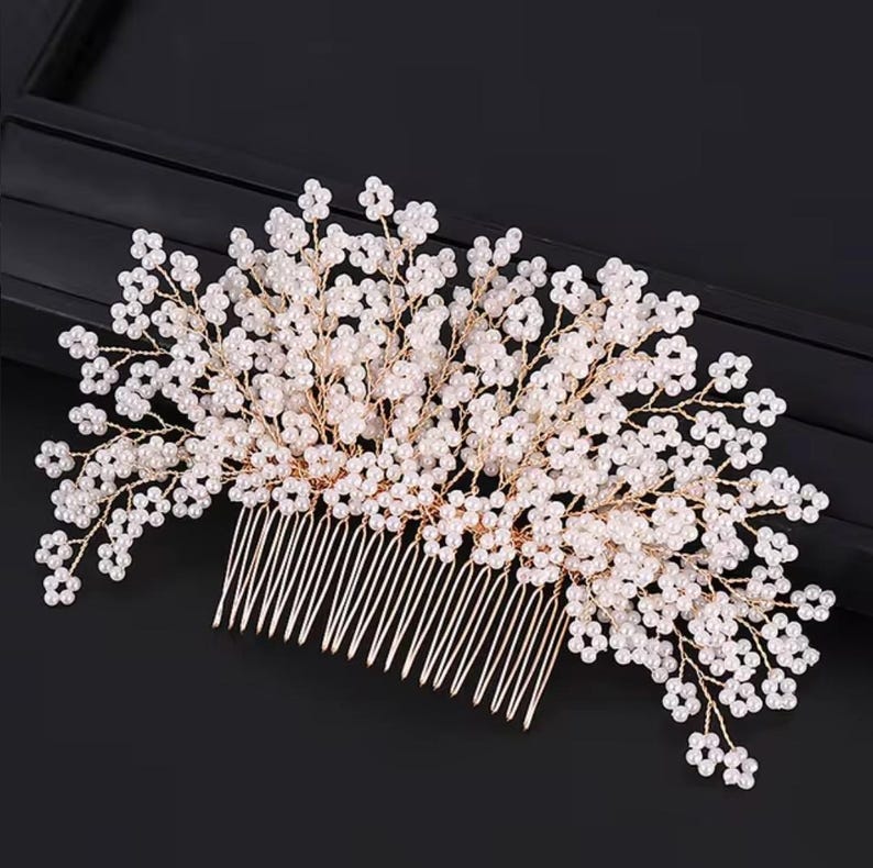 Handmade Bridal Hair Comb With Pearl Flower Design - Etsy