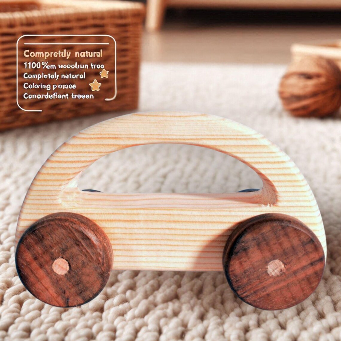Handcrafted Wooden Toy Car for Toddlers, Montessori Waldorf Toy Car ...