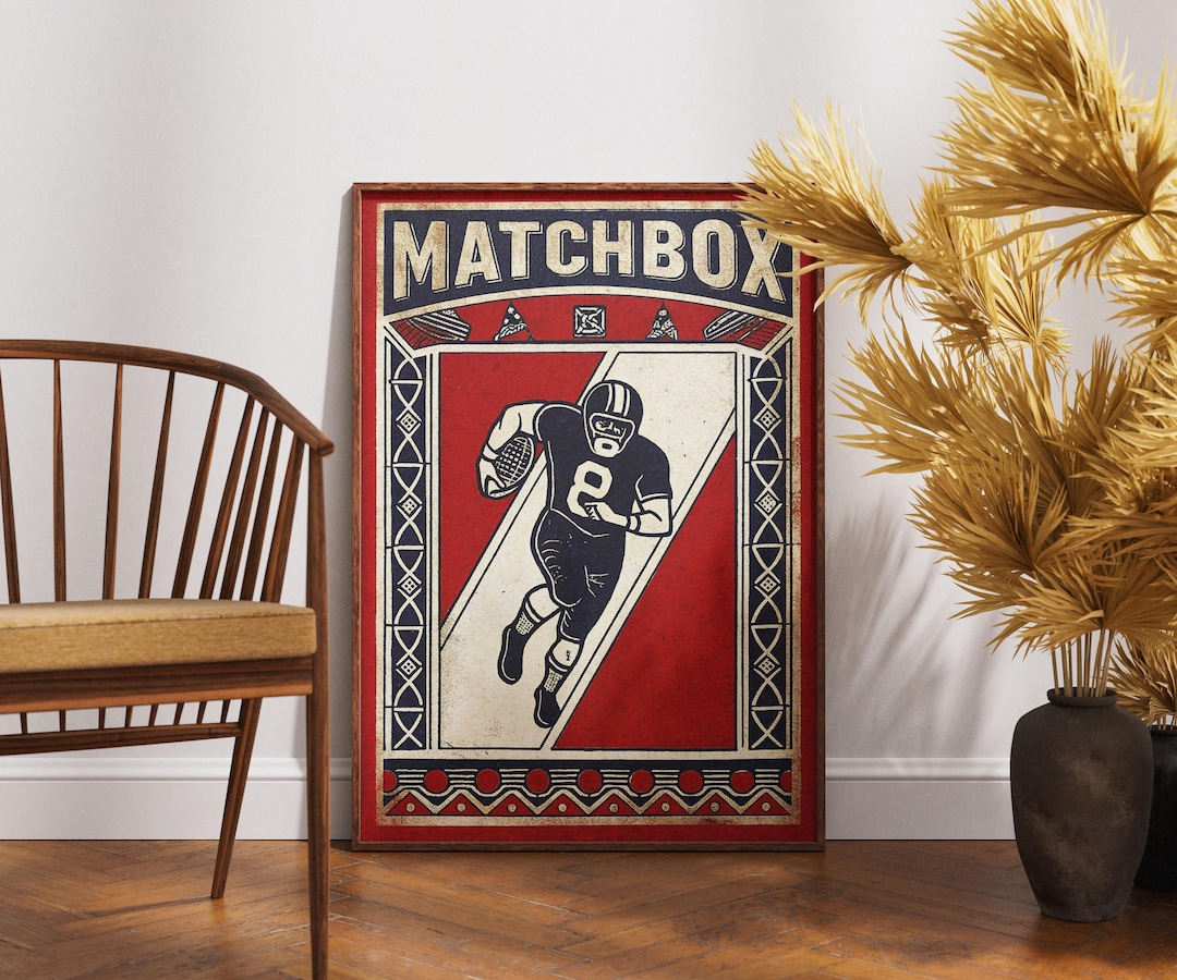 Football Matchbox Poster, Vintage American Football Art, Retro Sports ...