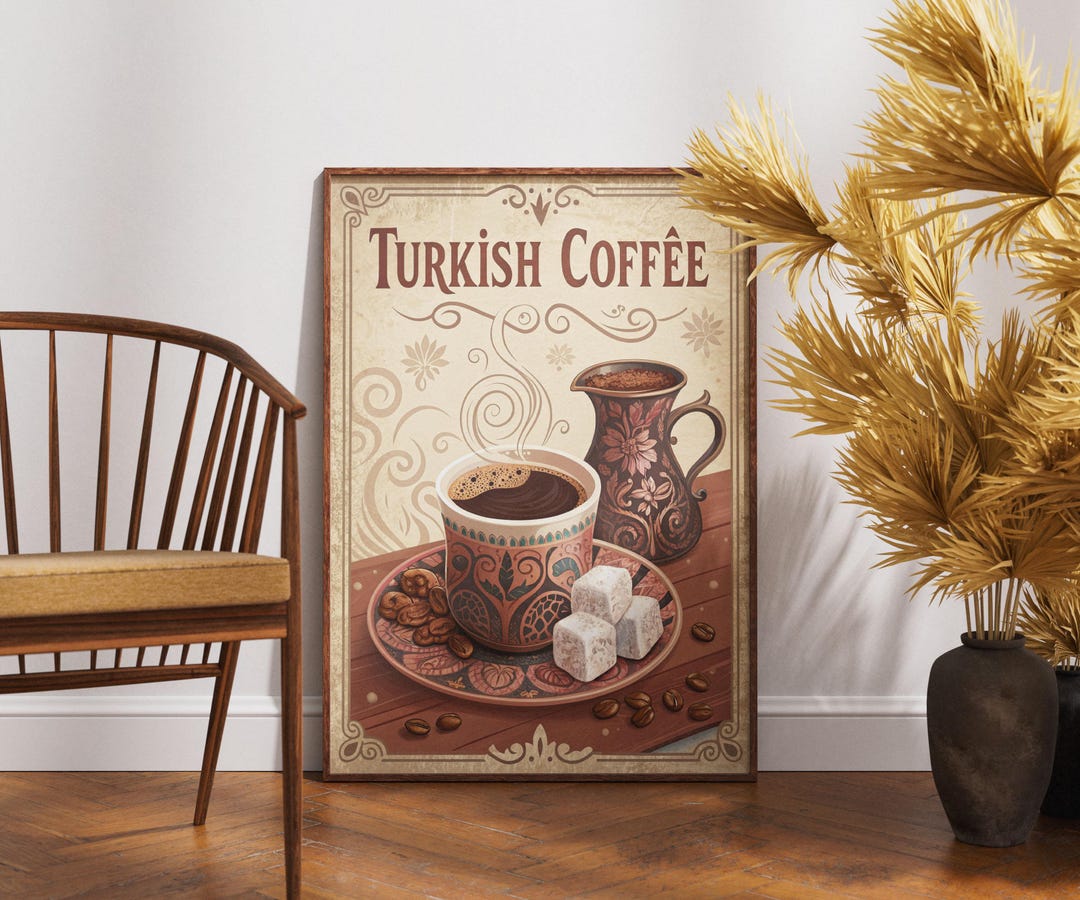 Vintage Turkish Coffee Poster, Retro Coffee Wall Art, Classic Café ...