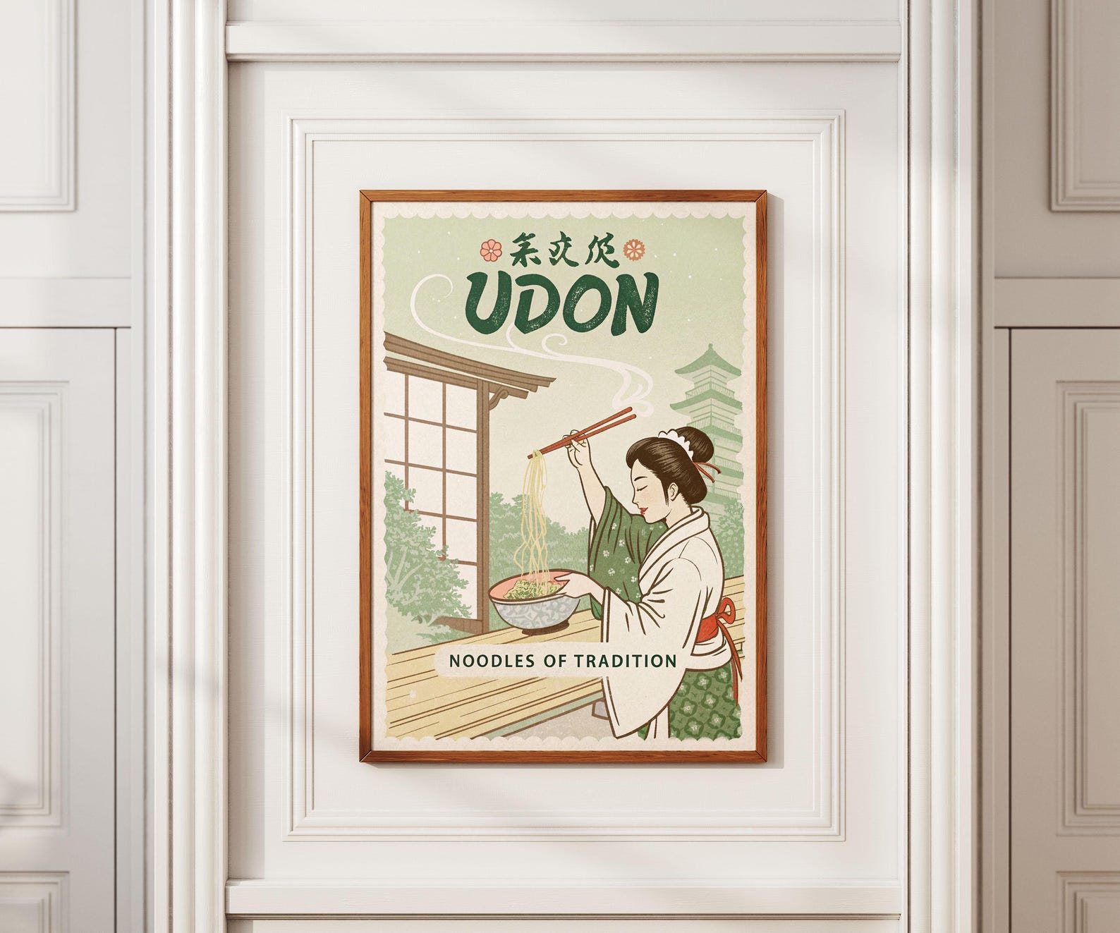 Japanese Udon Poster, Noodles of Tradition Wall Art, Retro Japanese ...