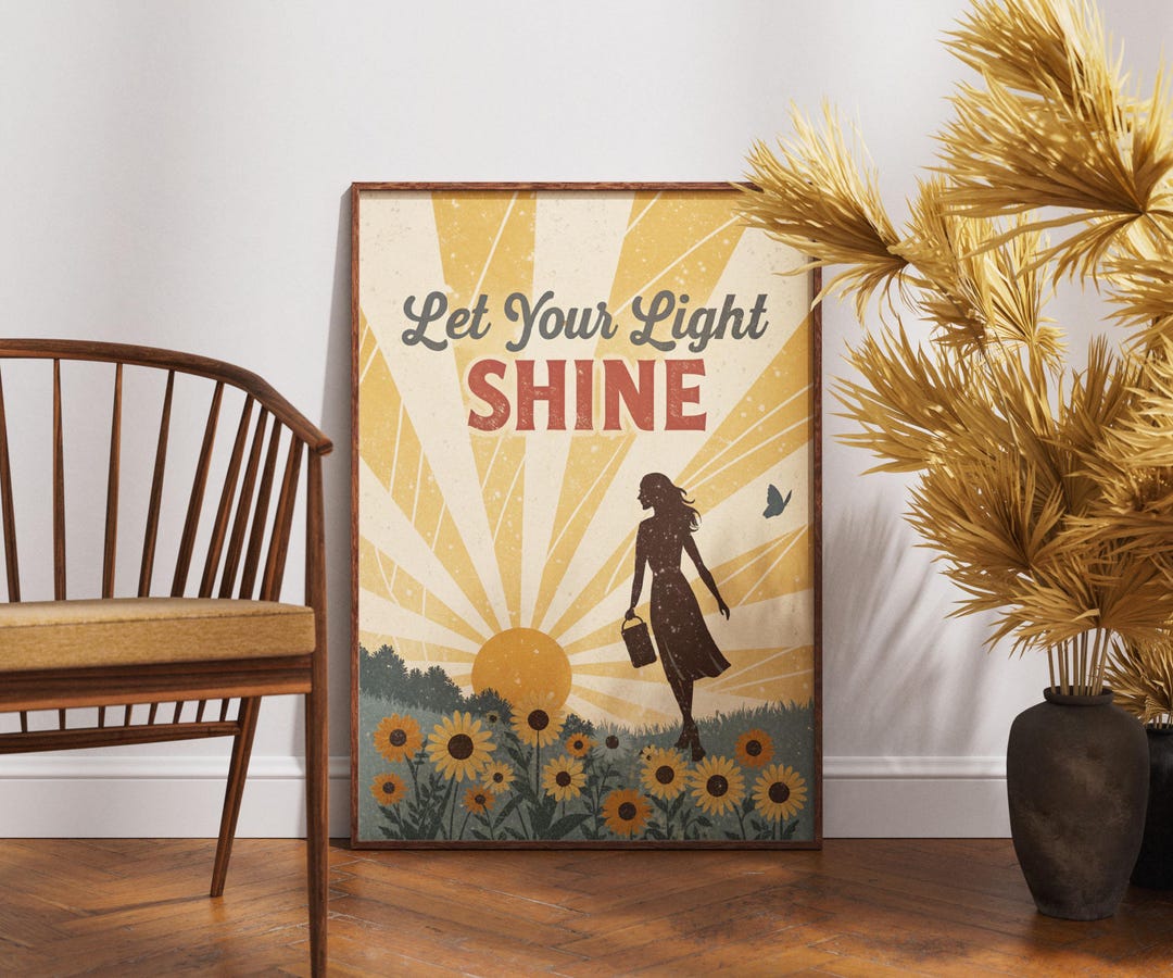 Let Your Light Shine Poster, Inspirational Sunflower Wall Art ...