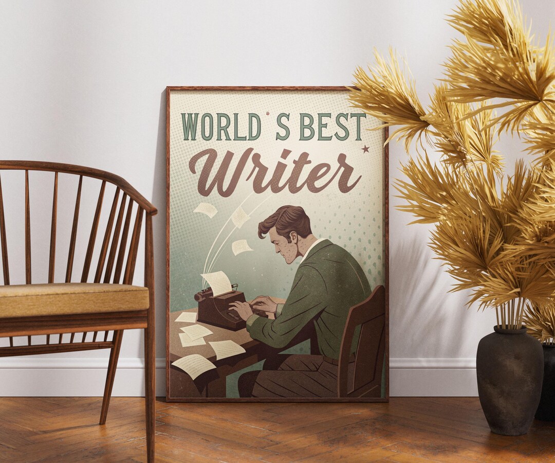 World's Best Writer Vintage Gift Poster, Retro Writing Wall Art ...