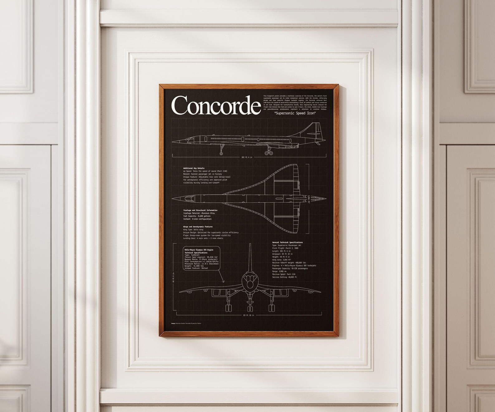 Concorde Blueprint Poster: Supersonic Aviation Wall Art - Etsy