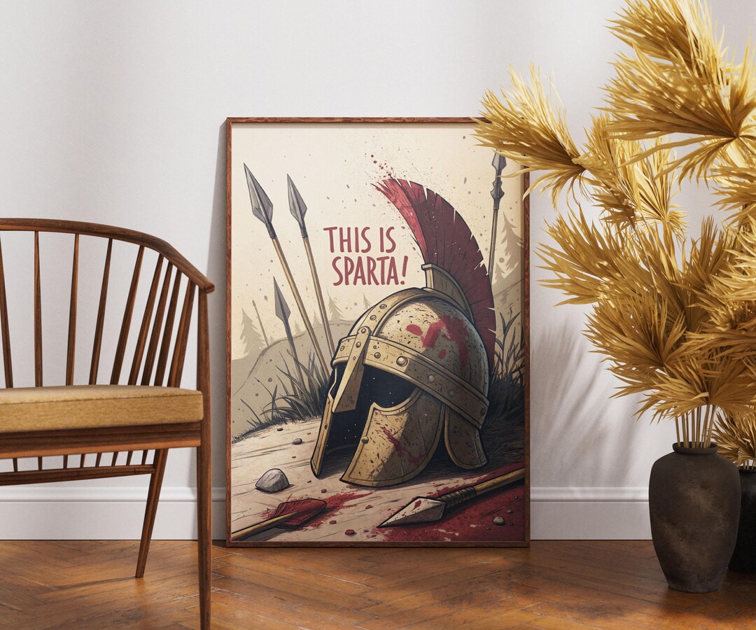 This is Sparta Poster, Spartan Warrior Helmet Art, Ancient Greece Wall ...