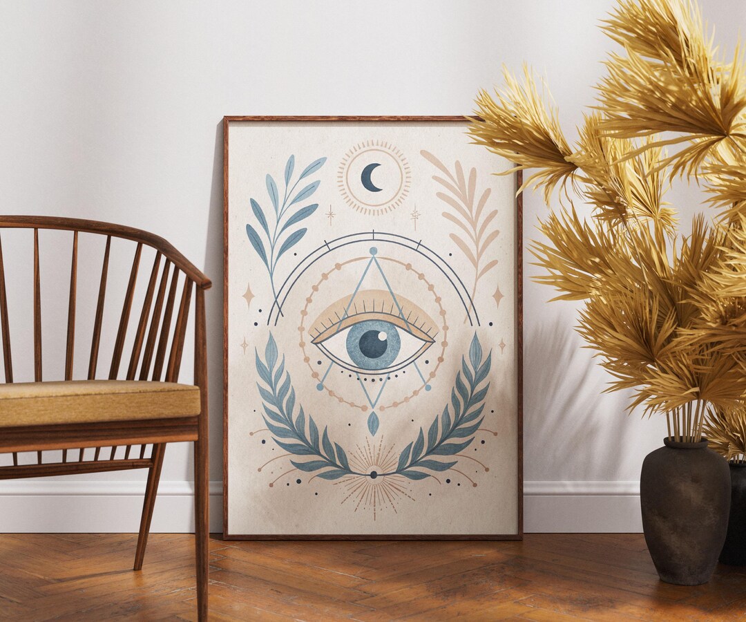 Mystic Eye Wall Art, Boho Third Eye Print, Celestial Intuition Poster ...