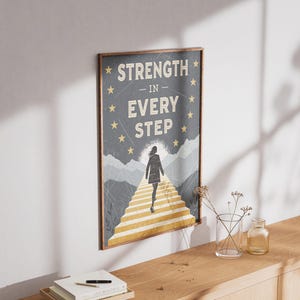 Strength in Every Step Poster, Motivational Wall Art, Empowerment Quote ...