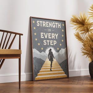 Strength in Every Step Poster, Motivational Wall Art, Empowerment Quote ...