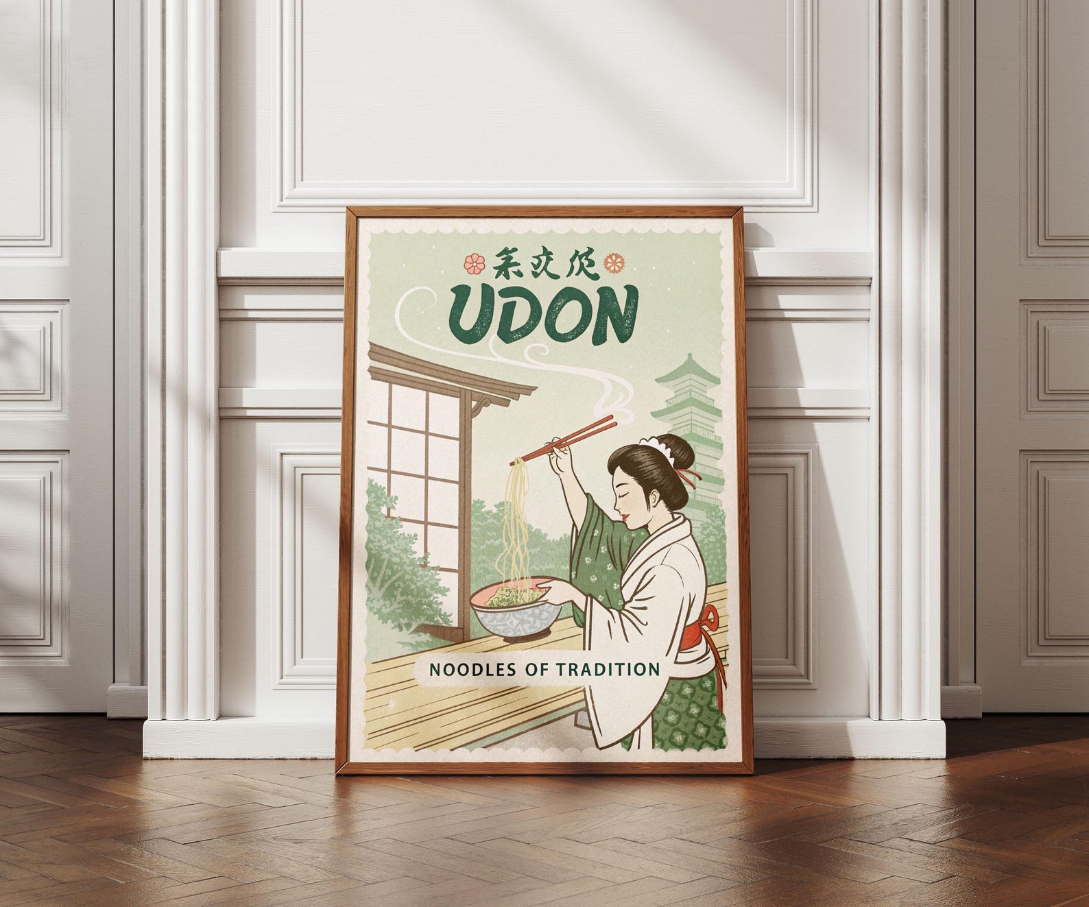 Japanese Udon Poster, Noodles of Tradition Wall Art, Retro Japanese ...