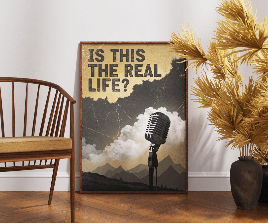 Bohemian Rhapsody Poster, Queen Inspired Wall Art, Retro Microphone ...
