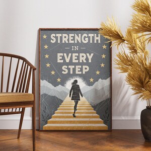 Strength in Every Step Poster, Motivational Wall Art, Empowerment Quote ...