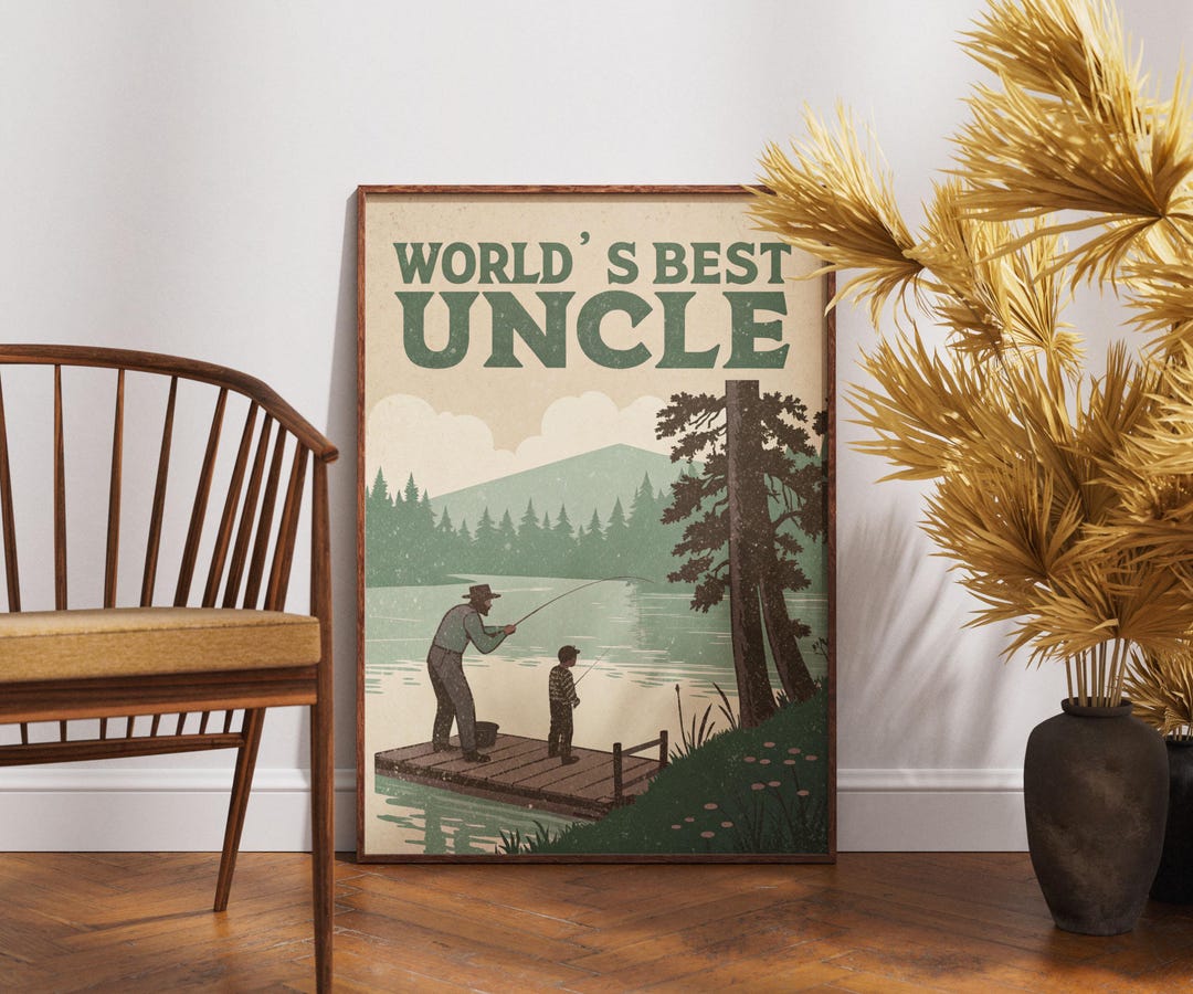 World's Best Uncle Vintage Gift Poster, Retro Family Wall Art ...