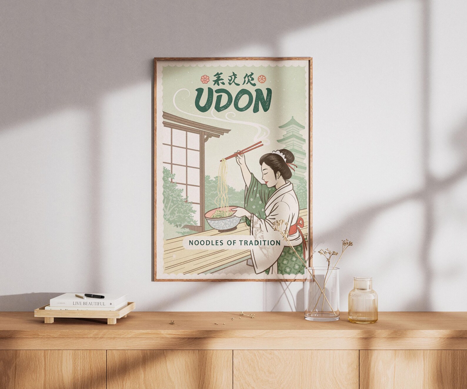 Japanese Udon Poster, Noodles of Tradition Wall Art, Retro Japanese ...