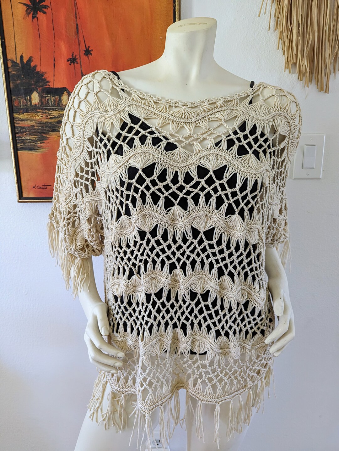 Vintage Macrame Top Beach Cover Size Large - Etsy