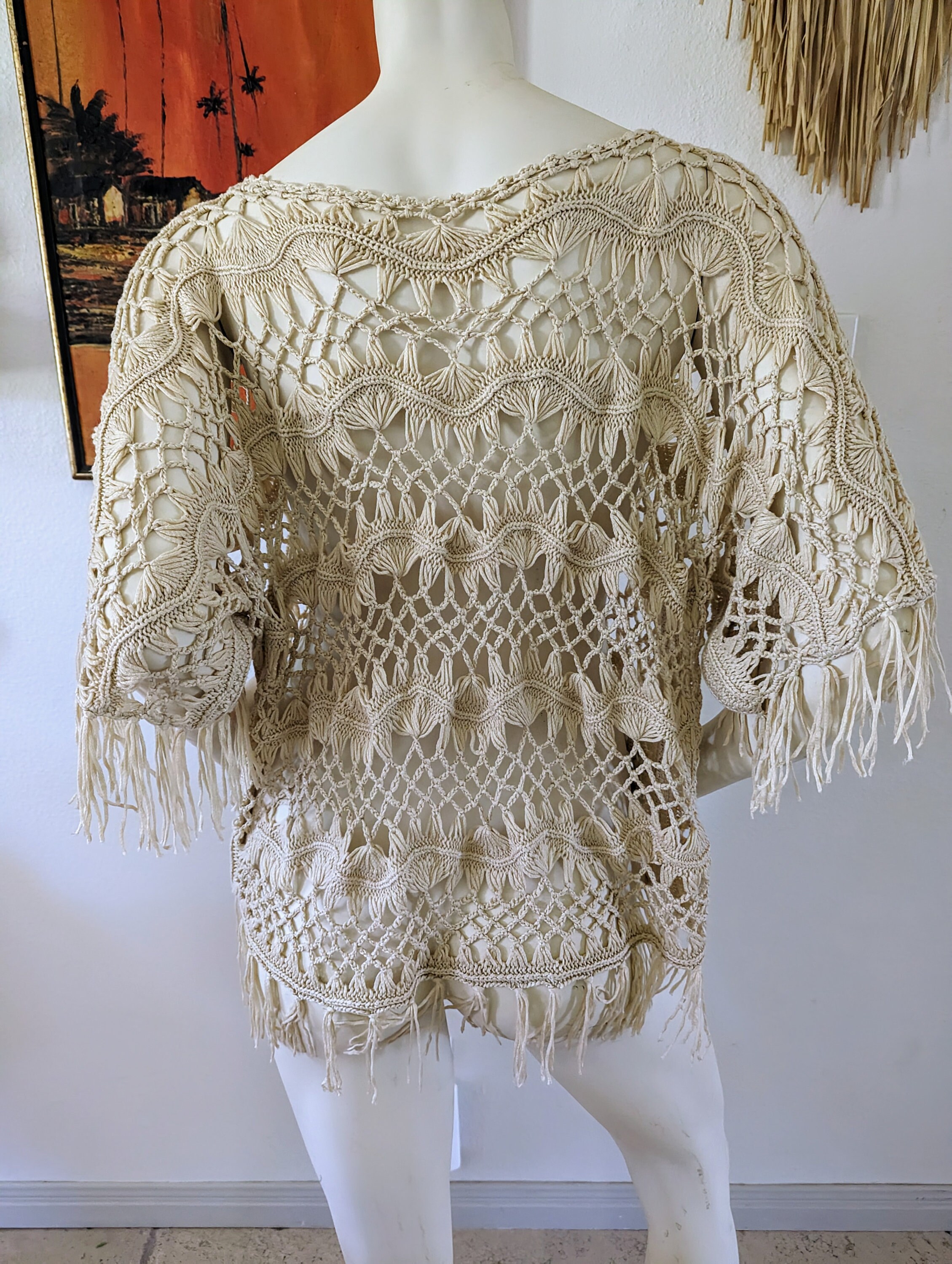 Vintage Macrame Top Beach Cover Size Large - Etsy
