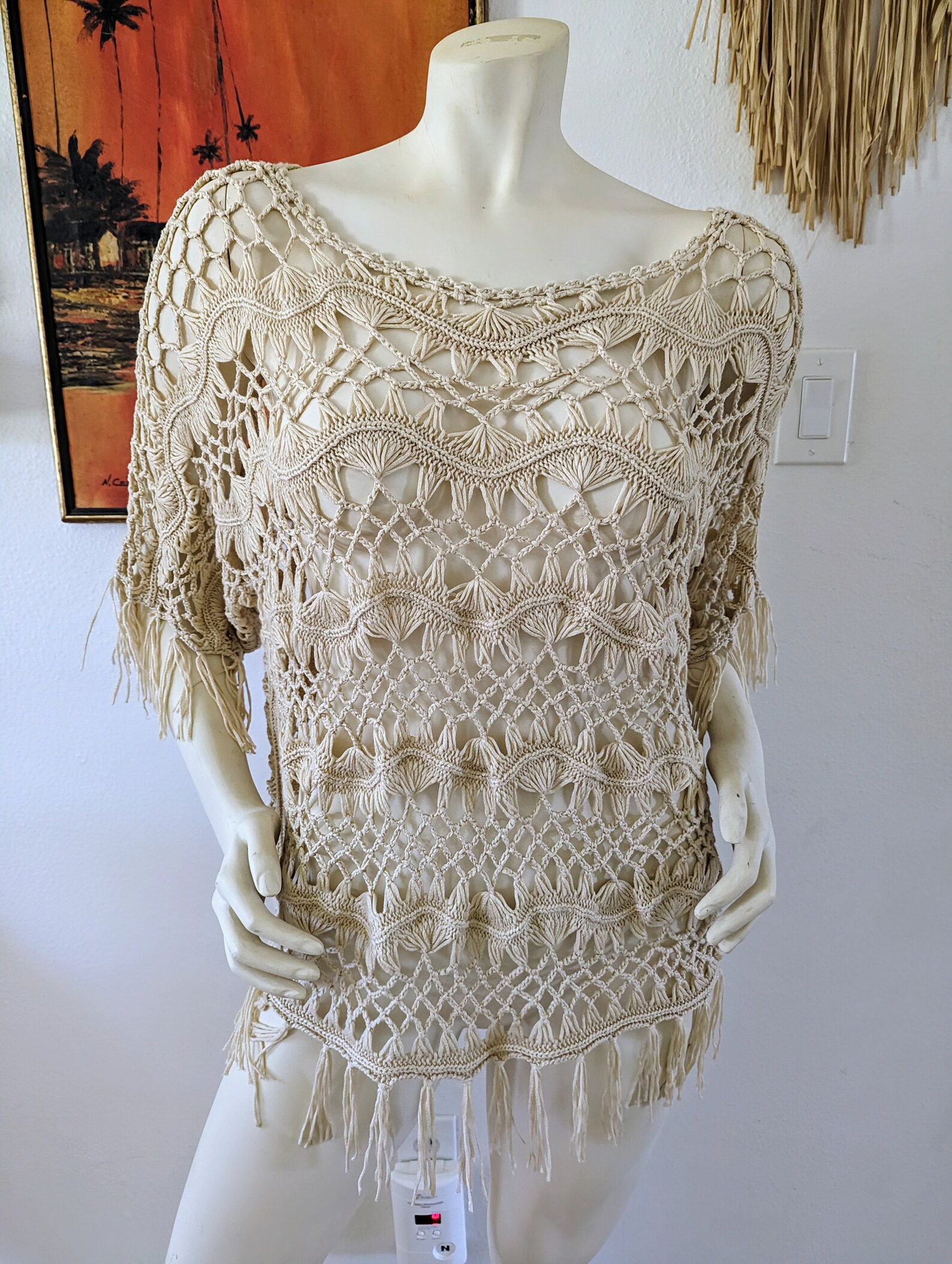 Vintage Macrame Top Beach Cover Size Large - Etsy