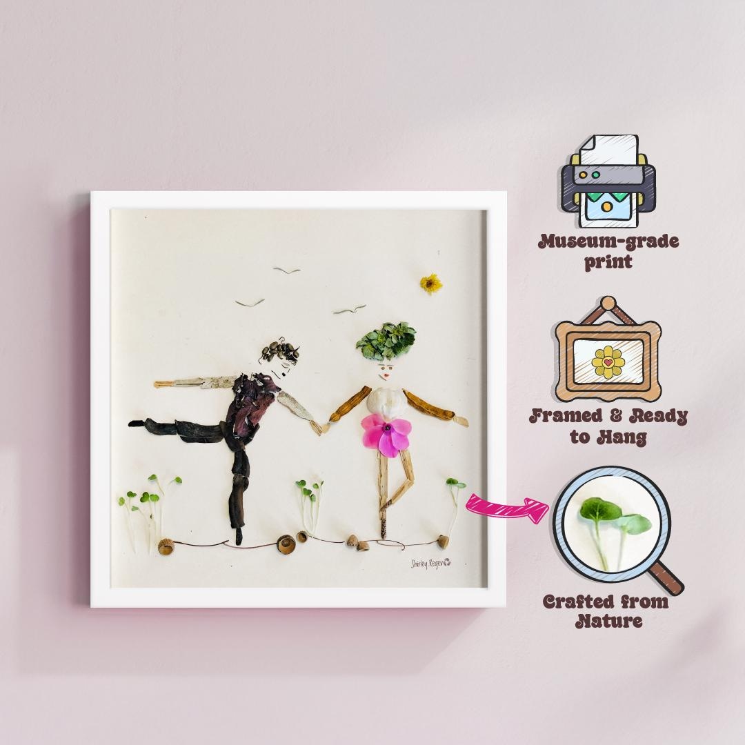 Dance Art Pressed Flower Floral Dancing Couple Gift Dried Flower Dance ...