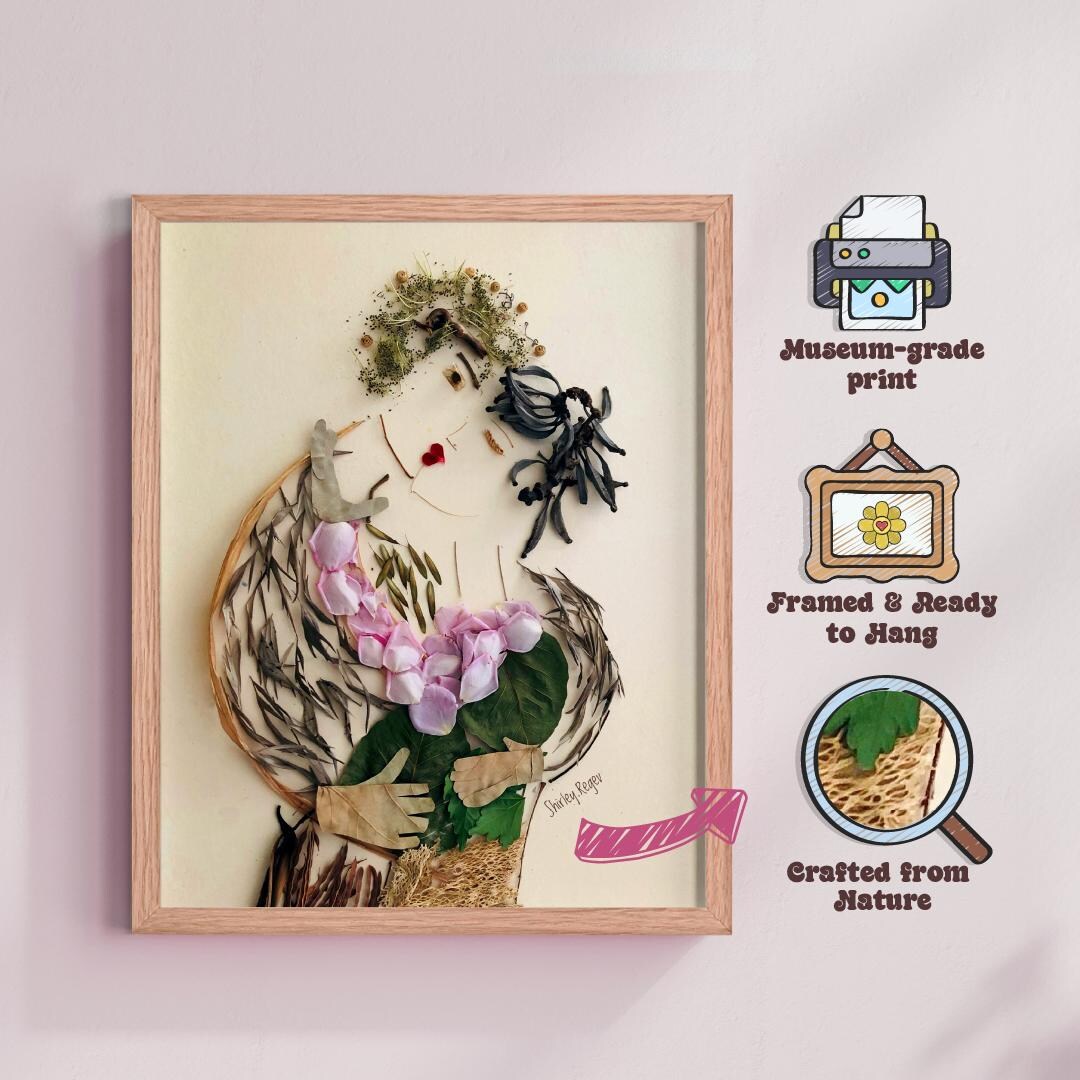 Flower Couple Art Pressed Flower Art Flower Couple Kissing Art Dried ...
