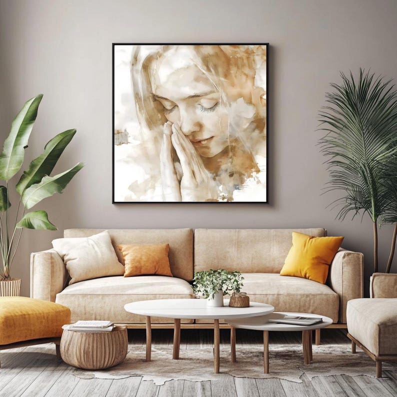Maria Magdalena Illustration – Watercolor Prayer Portrait - Etsy