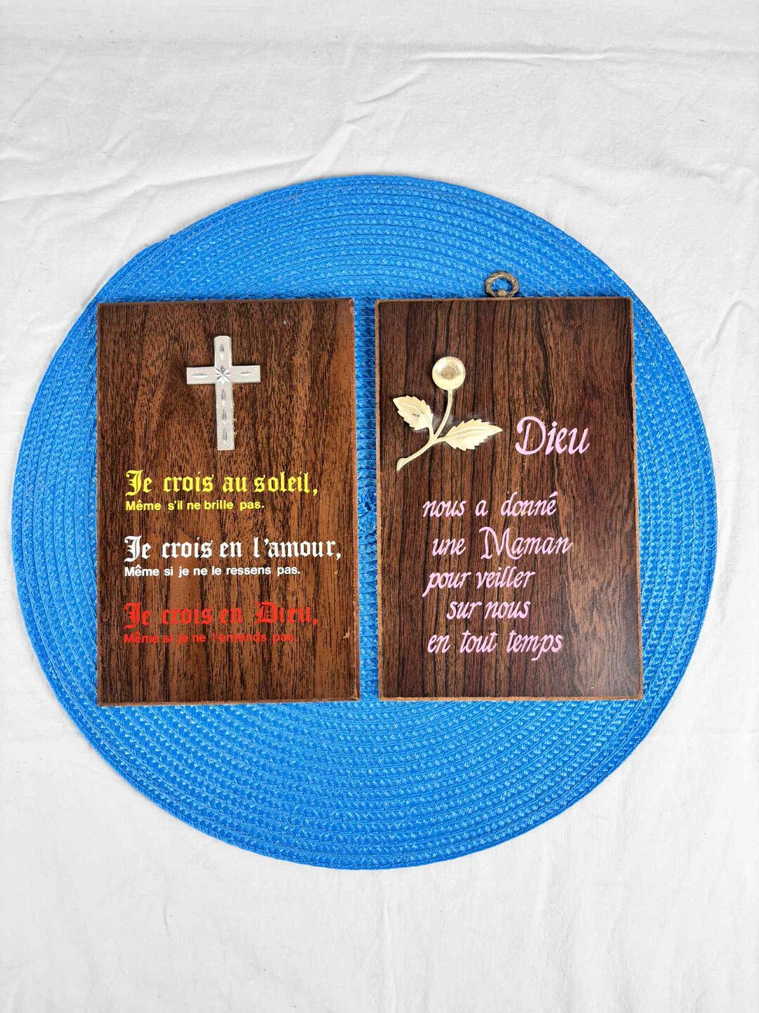 Set of 2 Vintage Religious Wall Plaques, Quotes "i Believe in God" and ...