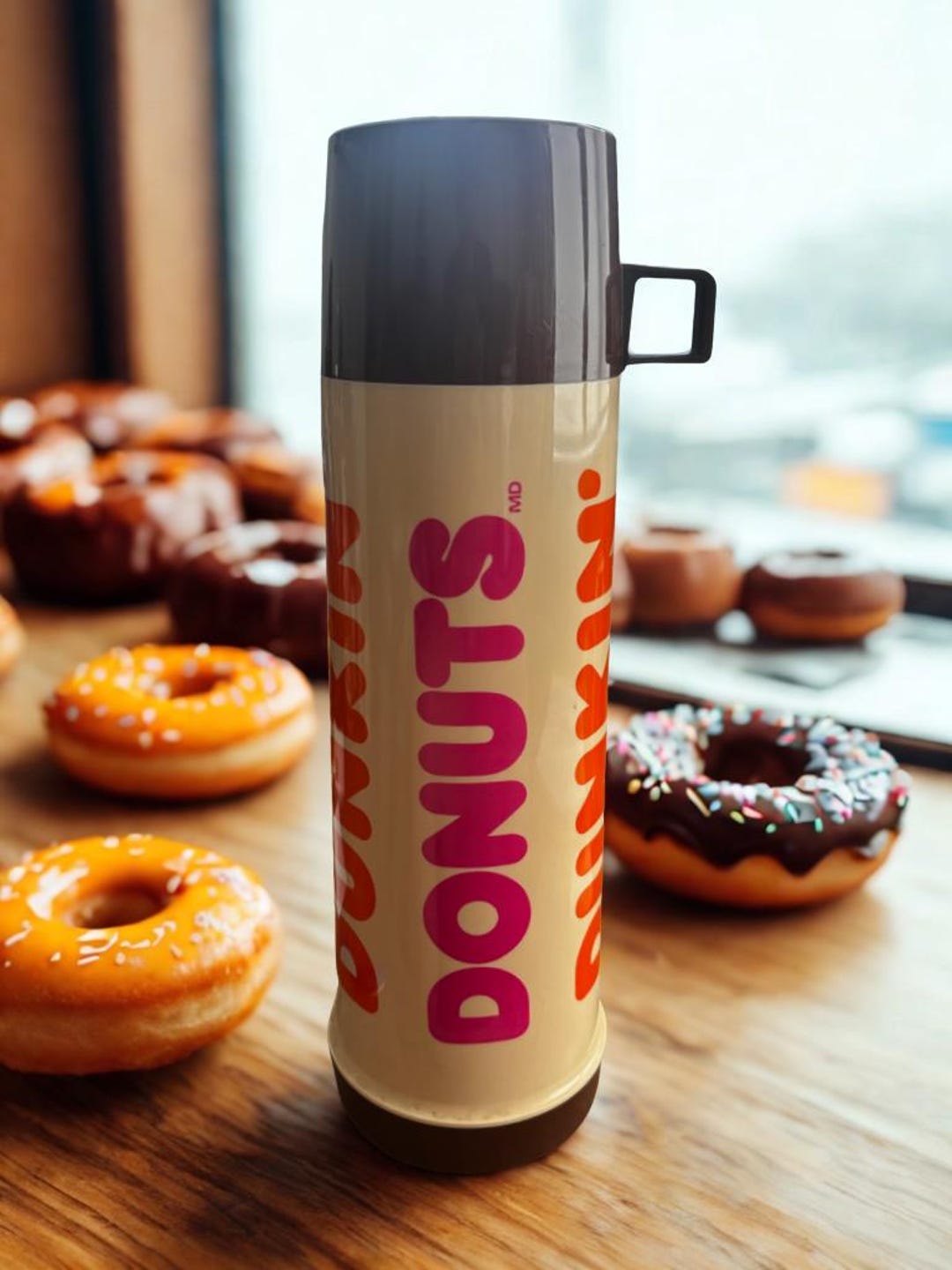 Vintage Dunkin’ Donuts Thermos Retro 80s Insulated Bottle With Built-in ...