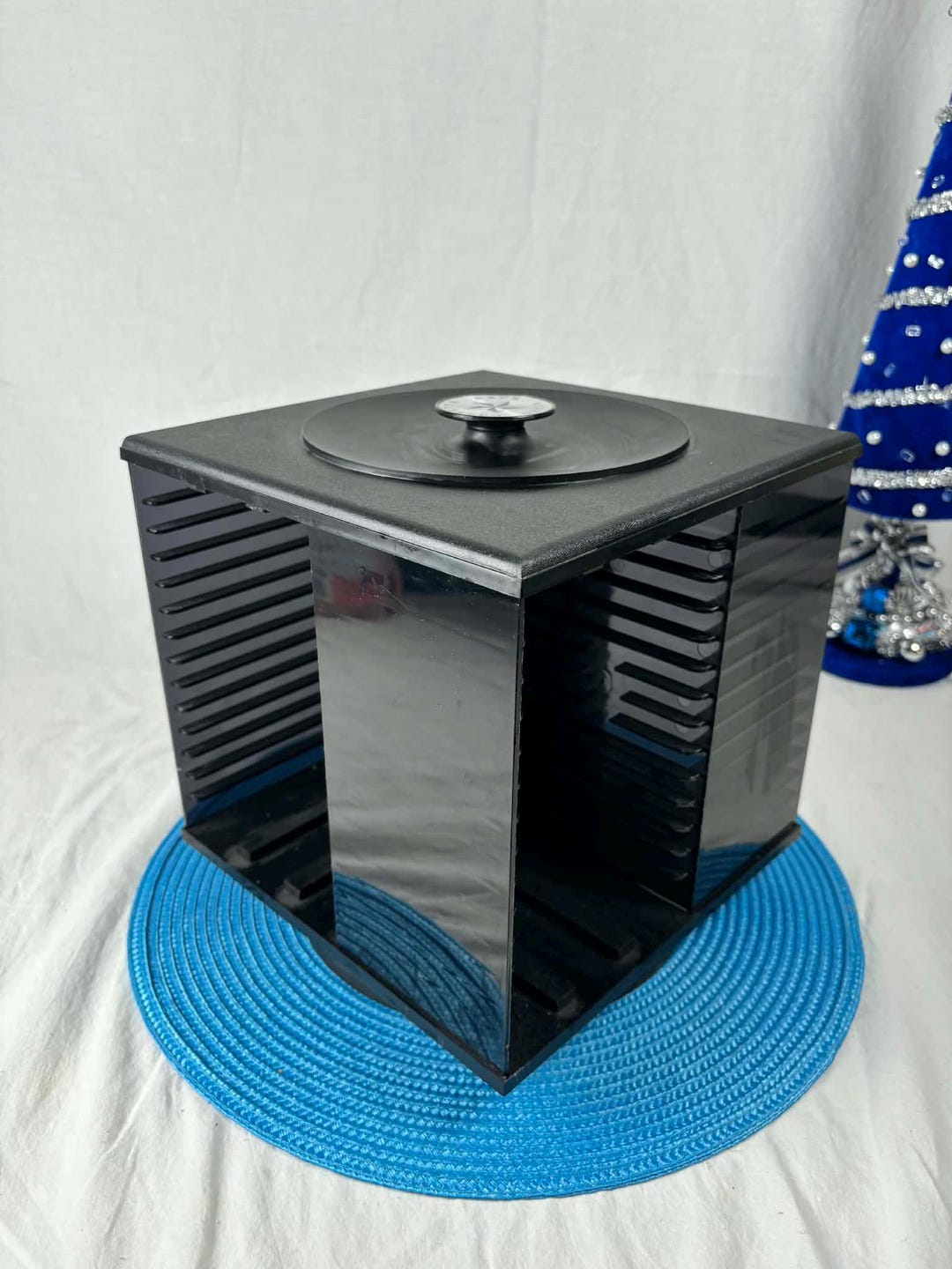 Vintage Rotating CD Rack for 52 Cds in Black Plastic, Compact Swivel ...