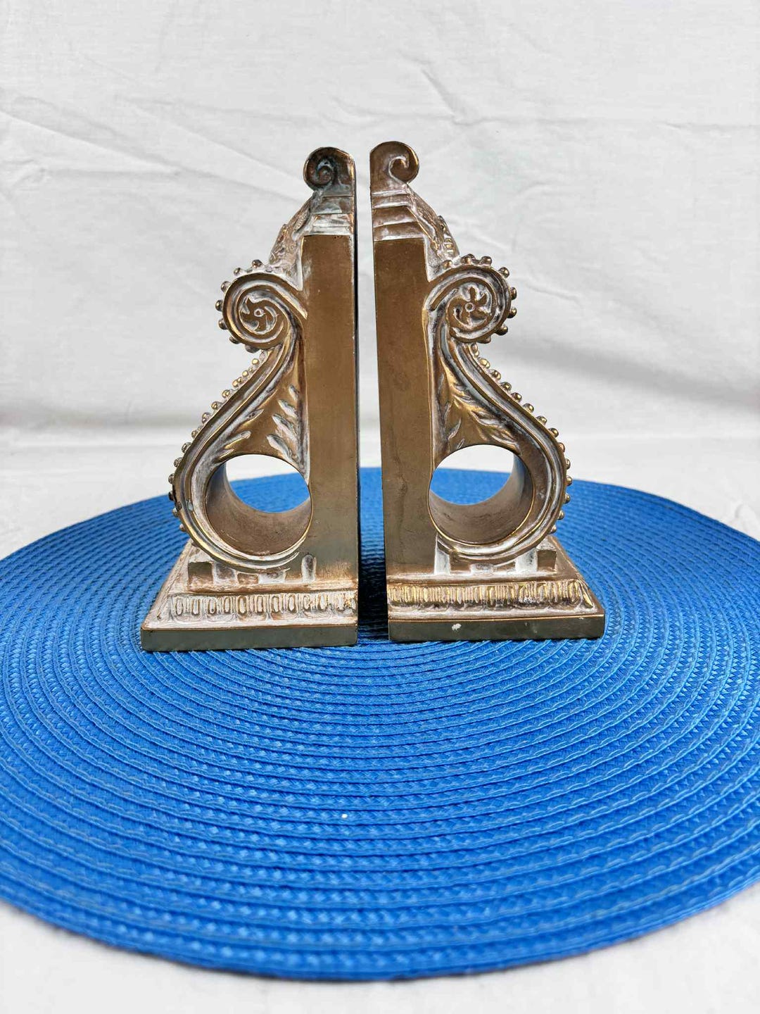Pair of Vintage Ornate Curtain Rod Finials in Gold and Silver Tones ...