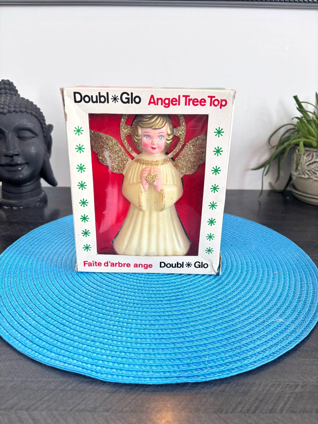 Vintage Doubl Glo Angel Tree Topper With Glitter Wings Original Box ...