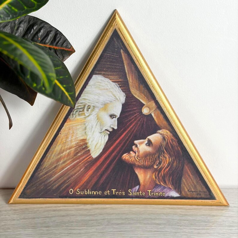 Religious Painting Holy Trinity Triangle Jesus God Father Holy Spirit ...