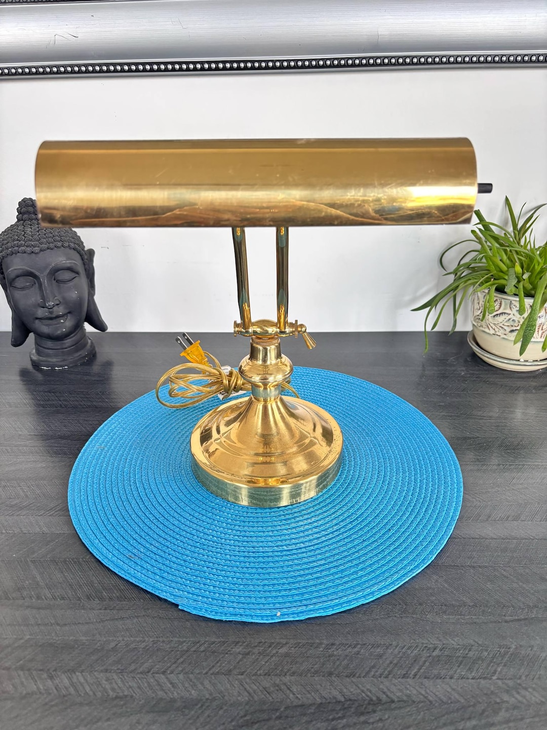 Vintage Brass Piano Desk Lamp With Adjustable Shade and Rotary Switch ...