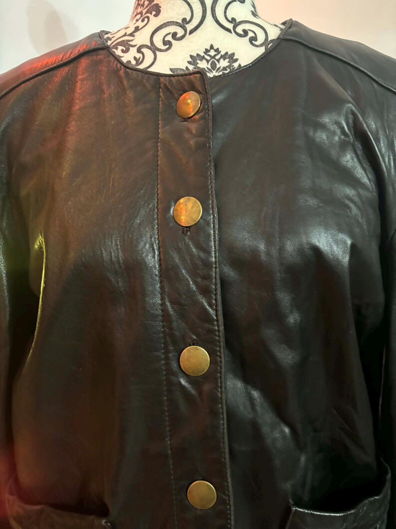 Vintage Liz Roberts Robert Emot Black Leather Jacket – Two-tone Braided Details – Medium Size ...