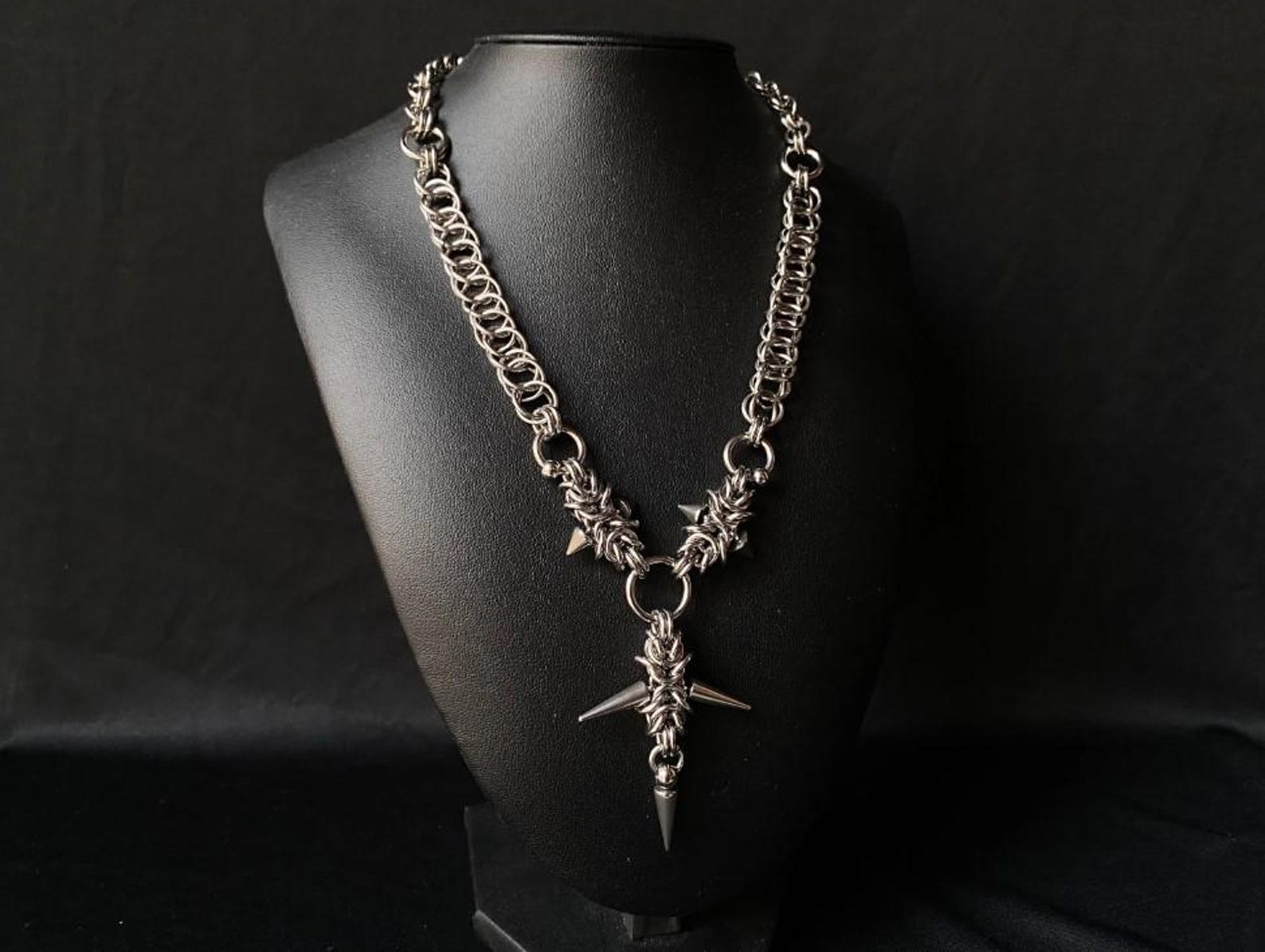 Sukuna Necklace | Spikes Stainless Steel Necklace | Chainmail | Chunky ...