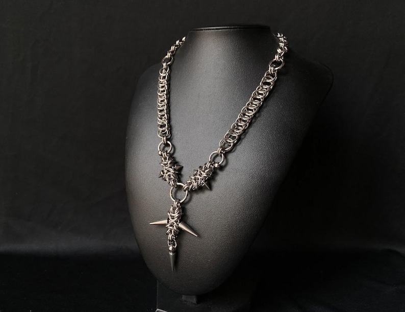 Sukuna Necklace | Spikes Stainless Steel Necklace | Chainmail | Chunky ...