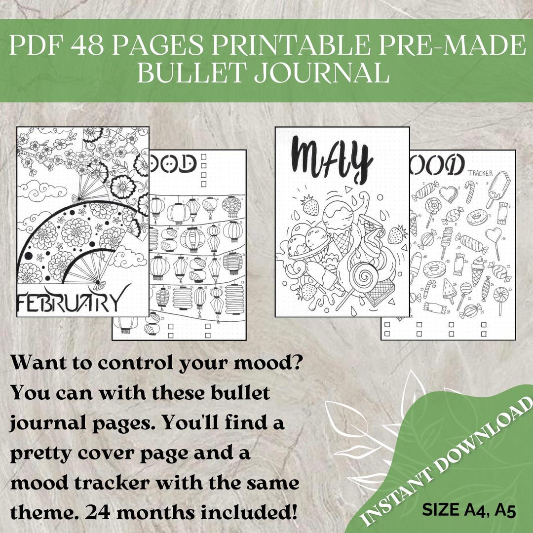 48-page Coloring Cover Page and Mood Tracker - Etsy