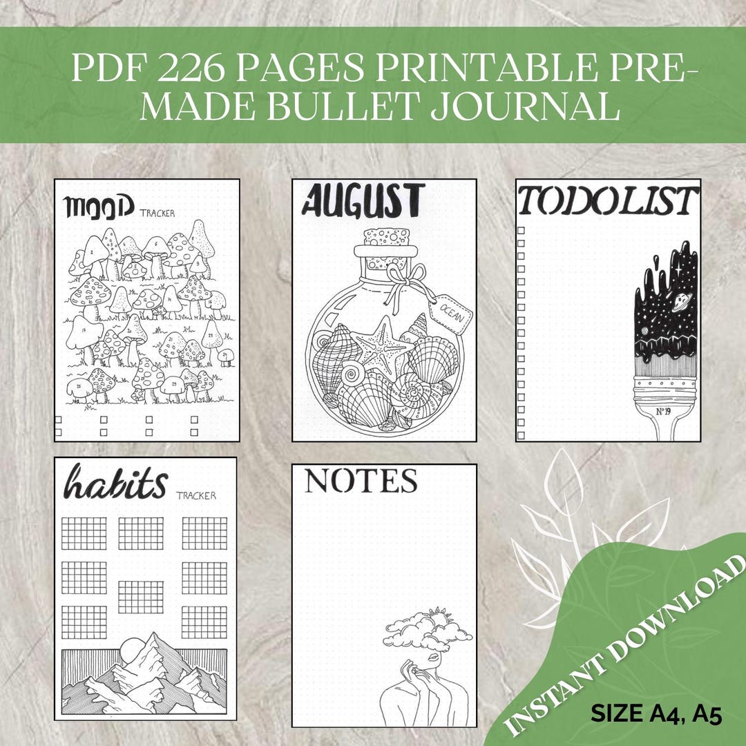 226-page Coloring Bullet Journal - Etsy