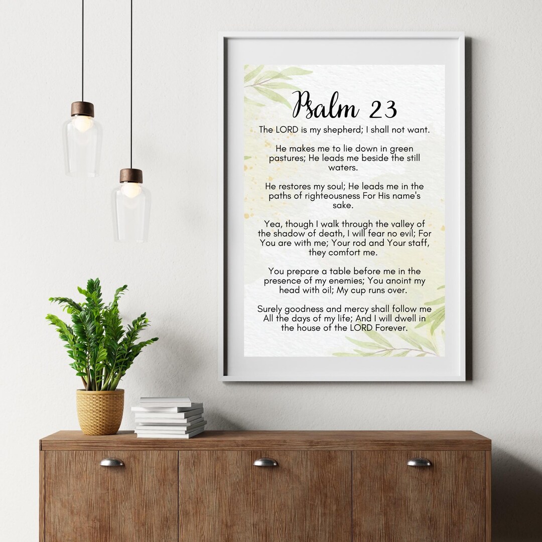 Psalm 23 Printable, Psalm 23 Wall Art, Bible Verse Printable, Christian ...