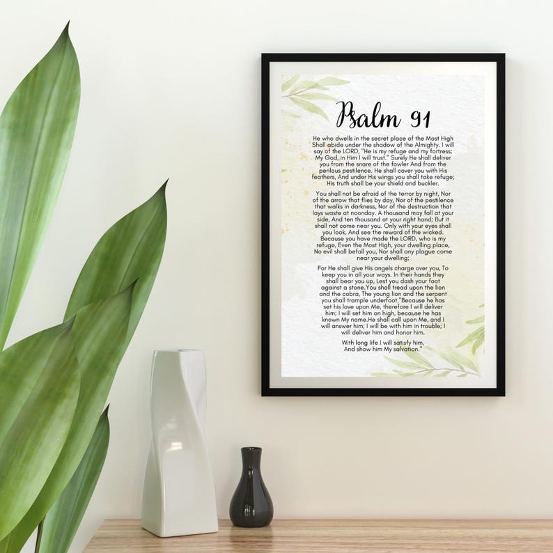 Psalm 91 Printable, Psalm 91 Wall Art, Bible Verse Printable,christian ...