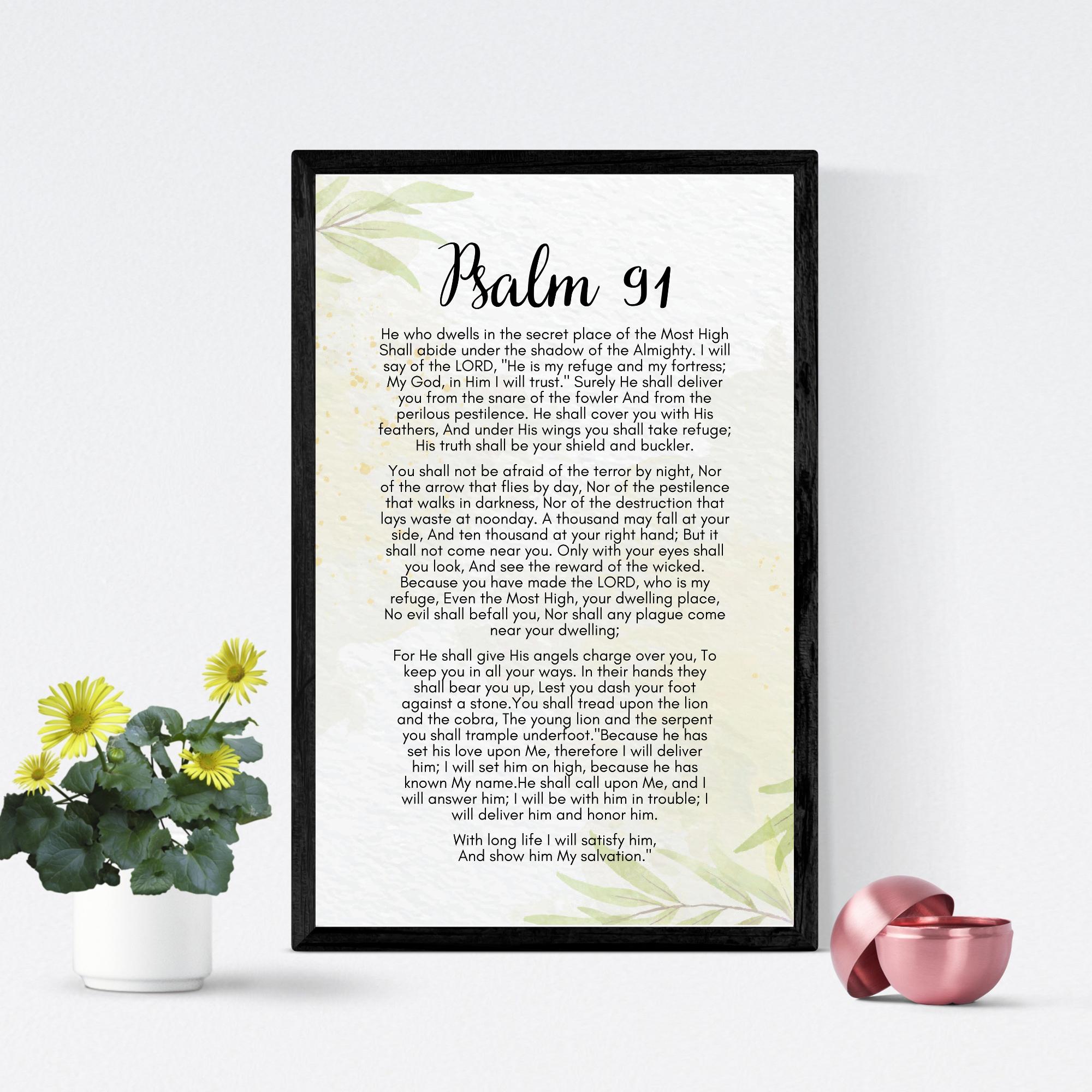 Psalm 91 Printable, Psalm 91 Wall Art, Bible Verse Printable,christian ...