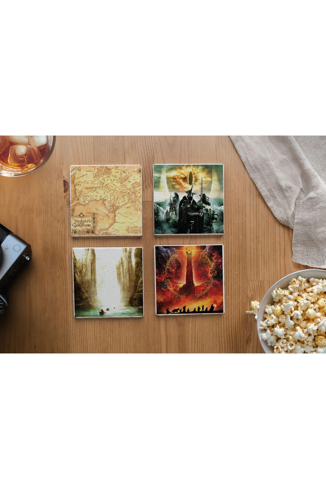 Lord of the Rings Coasters, Middle Earth Map Drink Coasters, Fantasy ...