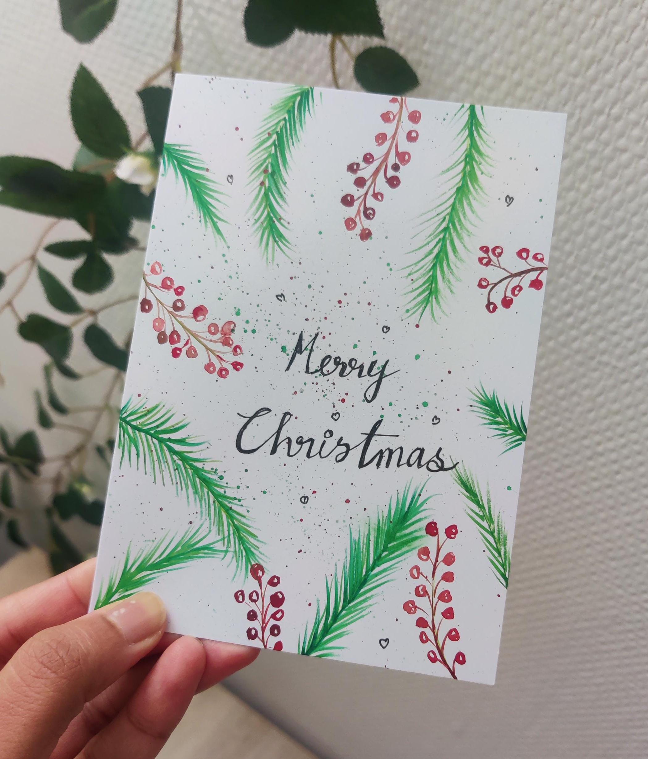 10 Unique Handmade Christmas Cards Watercolor Painting - Etsy