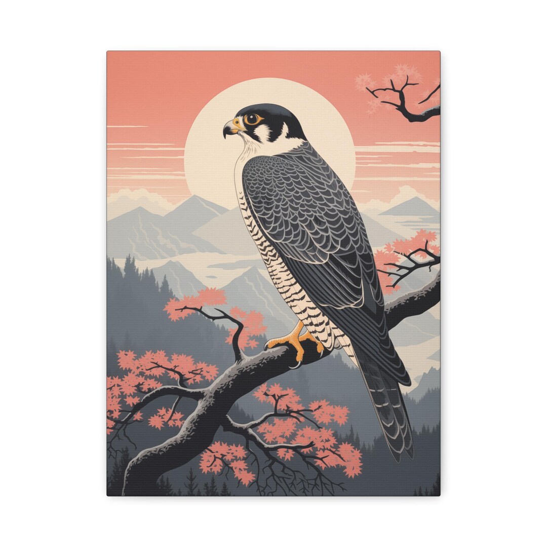 Peregrine Falcon Art Print Canvas, Bird Wall Decor, Nature Lover Gift ...