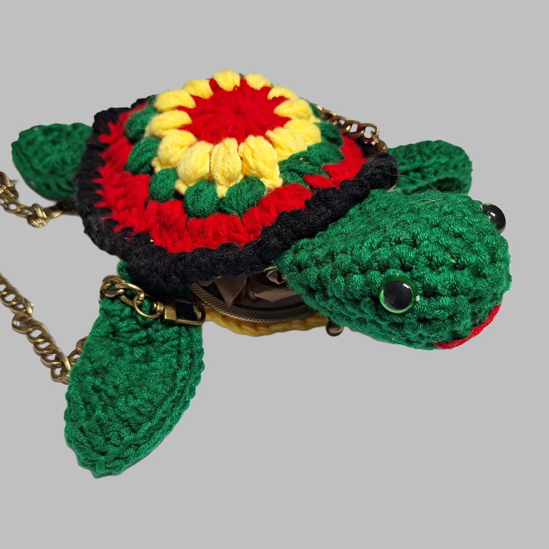 Turtle Coin Purse Crochet Pattern PDF | Rasta Colors Jamaica Inspired ...