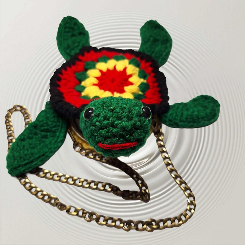Turtle Coin Purse Crochet Pattern PDF | Rasta Colors Jamaica Inspired ...